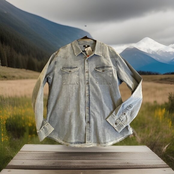 Frye | Shirts | Nwt Frye Mens Light Blue Wash Western Denim Button Up ...